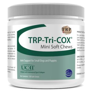 ceva animal health trp-tri-cox mini soft chews, joint support for small dogs & puppies (120 count)