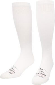 tck flat knit sanitary liner baseball socks (large, white)