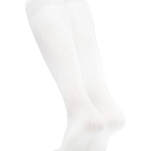 TCK Flat Knit Sanitary Liner Baseball Socks (Large, White)