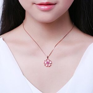 YOUMIYA ROSE Gold Cherry Blossoms Necklace for Graduation Pink beautiful Artificial stone crystal Necklace Best Gifts for Women Friend Lover