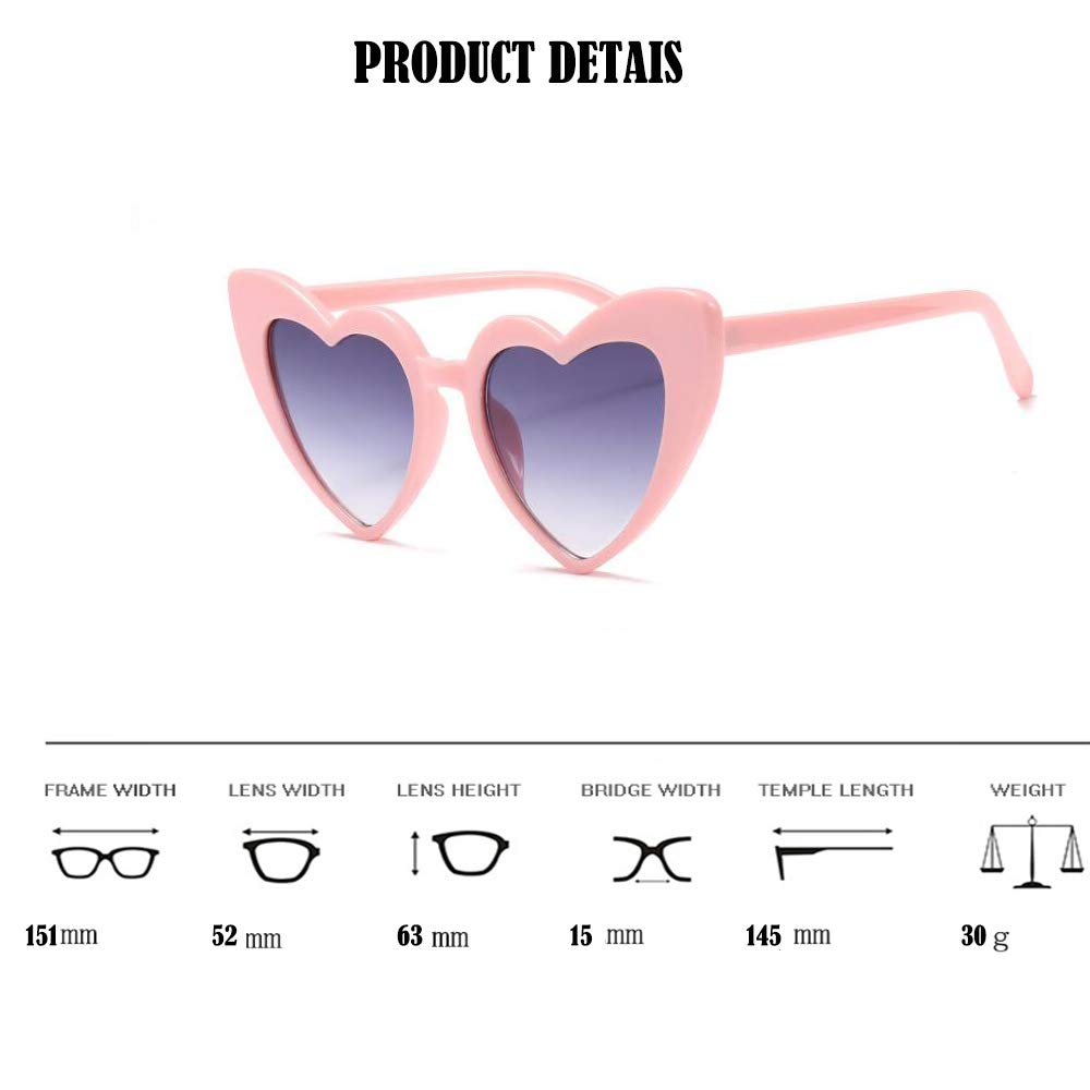 ZYApril Love Heart Shaped Sunglasses for Women - Vintage Cat Eye Mod Style Retro Glasses as Birthday Gifts