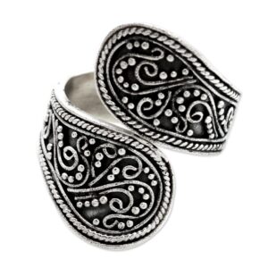 novica artisan handmade .925 sterling silver wrap ring from indonesia bohemian balinese traditional 'together'