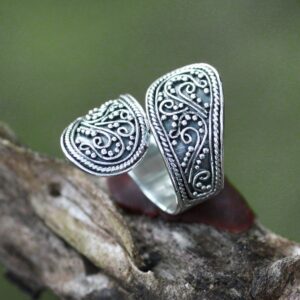 NOVICA Artisan Handmade .925 Sterling Silver Wrap Ring from Indonesia Bohemian Balinese Traditional 'Together'