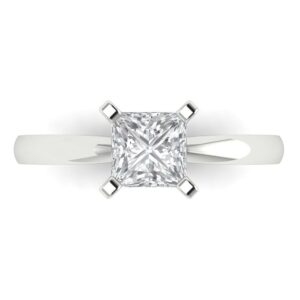 1 ct brilliant princess cut clear simulated diamond 14k white gold solitaire engagement promise bridal ring size 3.5