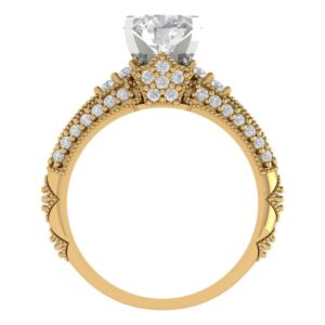 1.99ct Round Cut Clear Simulated Diamond 14k 2 tone Gold Solitaire W/Accents Wedding Engagement Promise Ring size 9.75