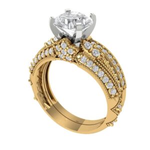 1.99ct Round Cut Clear Simulated Diamond 14k 2 tone Gold Solitaire W/Accents Wedding Engagement Promise Ring size 9.75