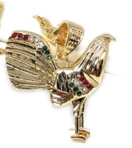 gold plated chicken rooster pendant necklace figaro 26" 5mm gallo medalla oro laminado