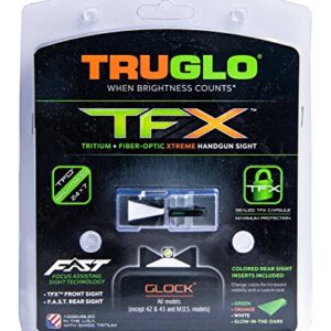 TRUGLO TFX Tritium & Fiber-Optic Xtreme Front & F.A.S.T. Rear Handgun Sight Set | Durable Shock-Resistant Compact Glowing Day & Night Tactical Sights, Compatible with Glock Handguns