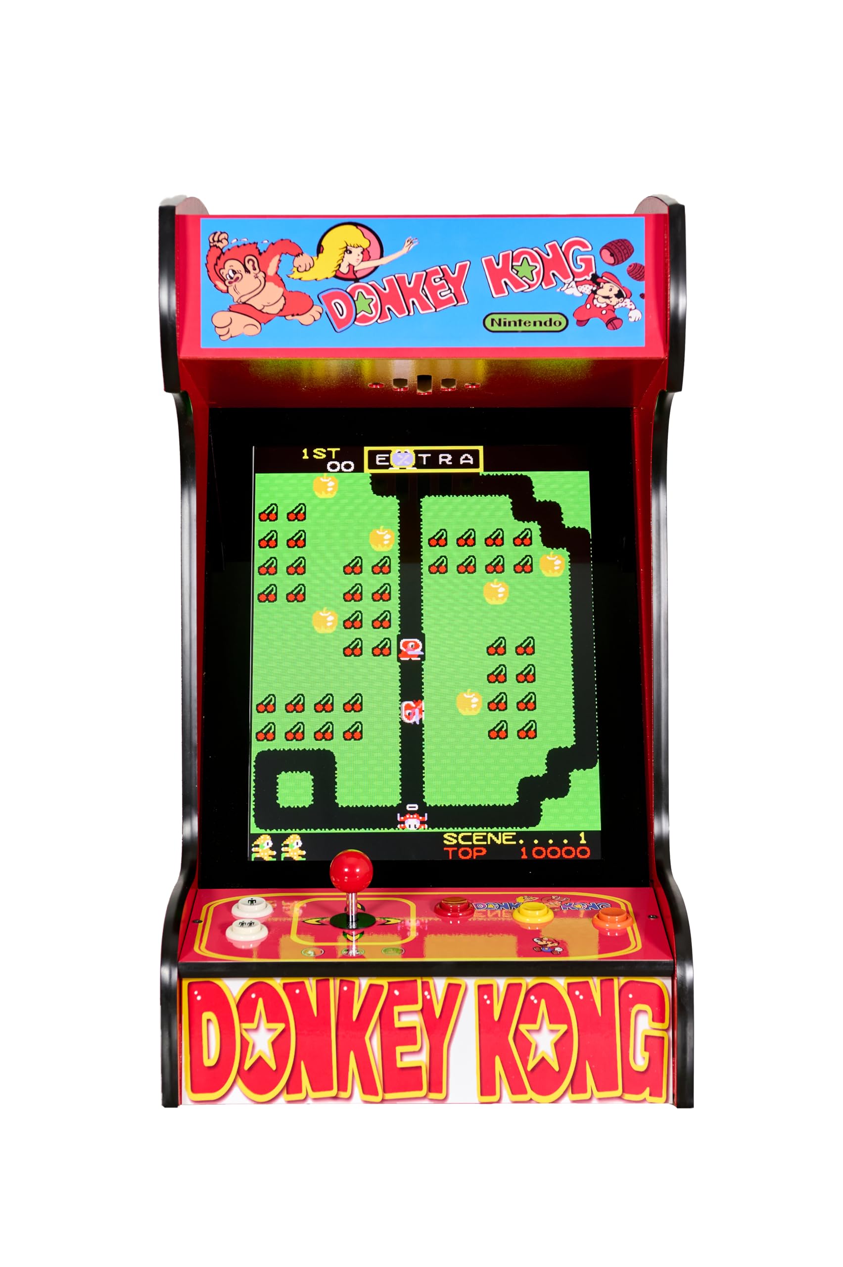 Doc and Pies Arcade Factory Classic Home Arcade Machine - 60 Retro Games - Tabletop and Bartop - Full Size LCD Screen, Buttons and Joystick (Red)