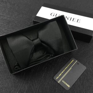 Mens Silk Oversized Bowtie Formal Tuxedo Big Bow Ties (Black)