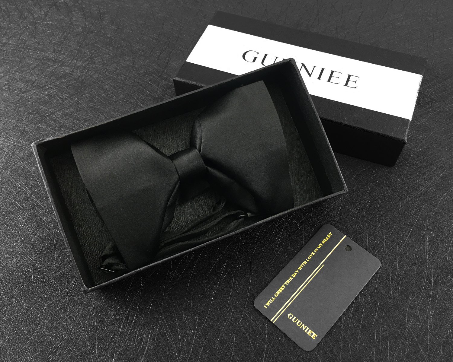 Mens Silk Oversized Bowtie Formal Tuxedo Big Bow Ties (Black)