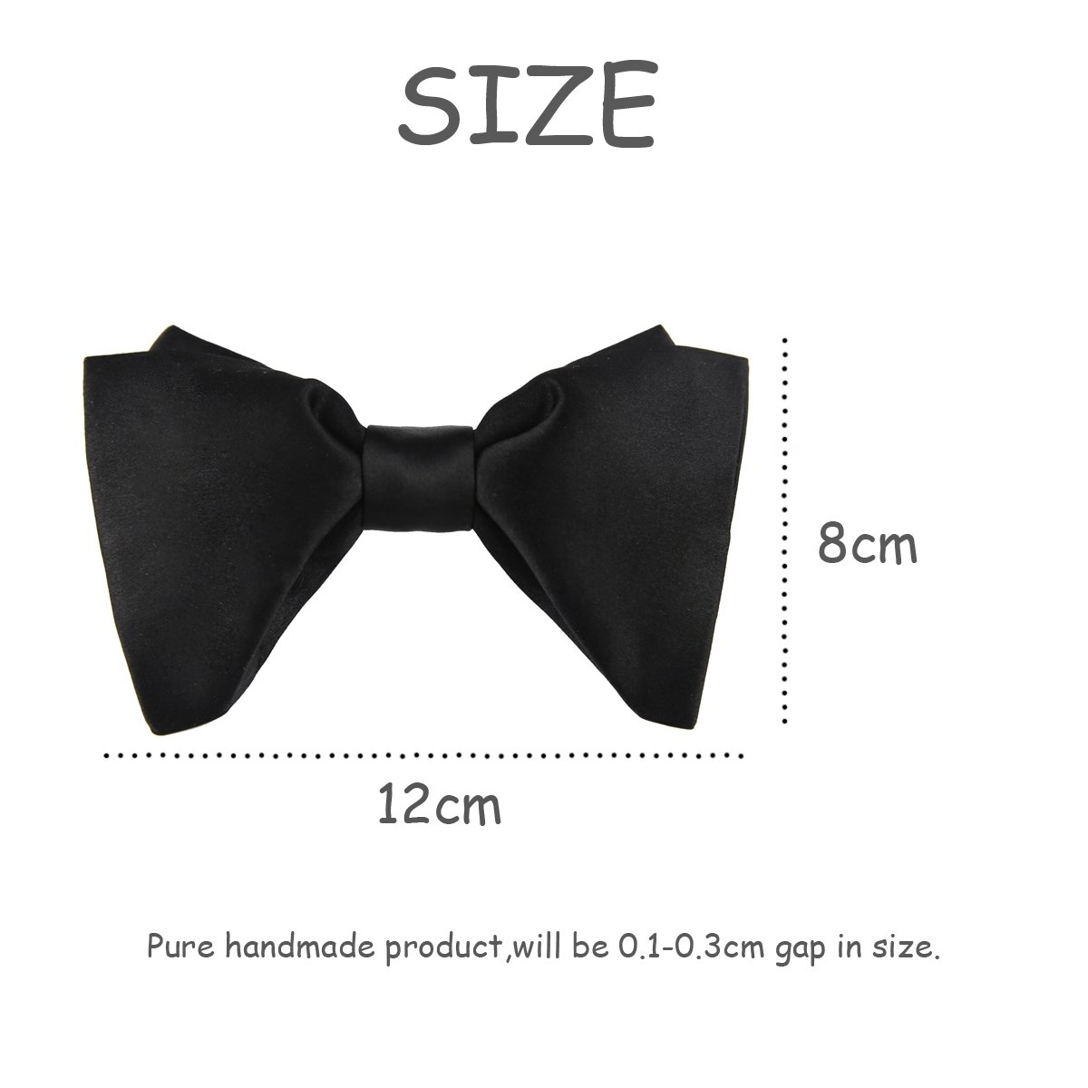 Mens Silk Oversized Bowtie Formal Tuxedo Big Bow Ties (Black)