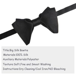 Mens Silk Oversized Bowtie Formal Tuxedo Big Bow Ties (Black)