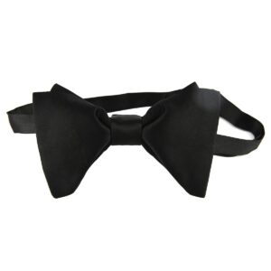 Mens Silk Oversized Bowtie Formal Tuxedo Big Bow Ties (Black)