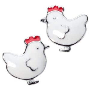 yacq women's hen hypoallergenic stud earrings - 925 sterling silver & enamel - 3/5 inch - ultra light