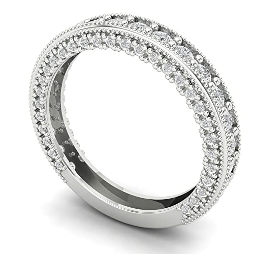 1.44 ct Round Cut Clear Simulated Diamond 14k White Gold Eternity Wedding Engagement Promise anniversary Band Sz 4.5