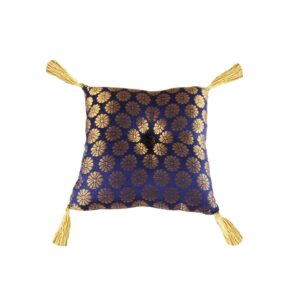 handmade 5 inches blue square brocade silk cushion pillow for tibetan singing bowl