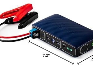 HALO Usb Bolt 58830 mWh Portable Phone Laptop Charger Car Jump Starter with AC Outlet and Car Charger - Blue Graphite