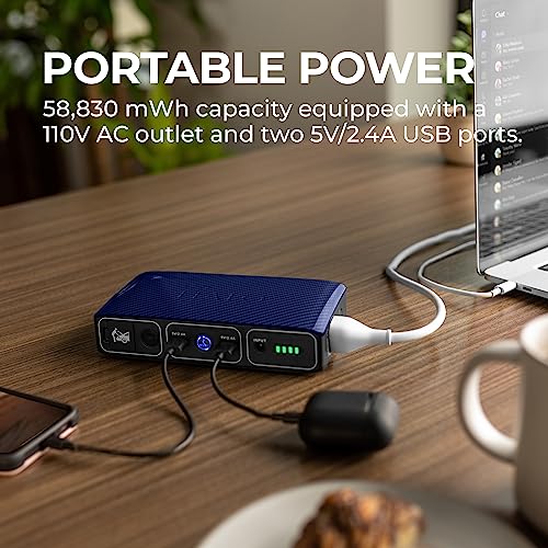 HALO Usb Bolt 58830 mWh Portable Phone Laptop Charger Car Jump Starter with AC Outlet and Car Charger - Blue Graphite