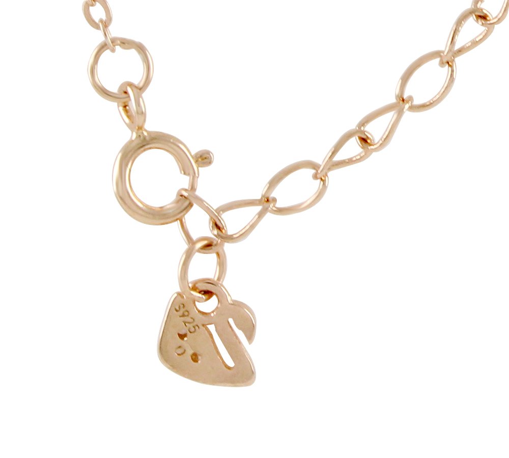 AFFY Teddy Bear Pendant Necklace in 14k Rose Gold Over Sterling Silver Round Cut White Cubic Zirconia