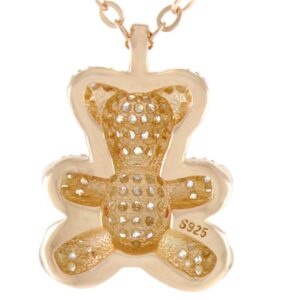 AFFY Teddy Bear Pendant Necklace in 14k Rose Gold Over Sterling Silver Round Cut White Cubic Zirconia