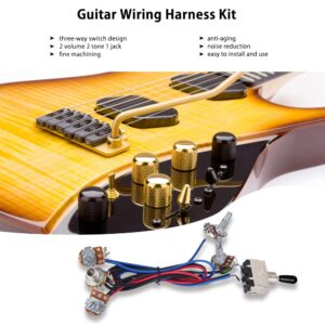 Guitar Wiring Harness Kit, 3 Way Switch 2 Volume 2 Tone 1 Jack 500K Pots for Les Paul LP Guitar Guitar Wiring Kit 1 Vowiring