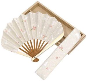 shinkyo sei do shincho-kyo do haki beige cotton full length 20 cm folding fan, one size