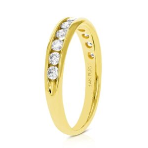 VIR JEWELS 1/2 carat (ctw) Diamond Wedding Anniversary Band for Women, Half Eternity Round Diamond Comfort Fit Engagement Ring 14K Yellow Gold Channel Set 0.50 cttw, Size 9