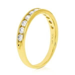 VIR JEWELS 1/2 carat (ctw) Diamond Wedding Anniversary Band for Women, Half Eternity Round Diamond Comfort Fit Engagement Ring 14K Yellow Gold Channel Set 0.50 cttw, Size 9