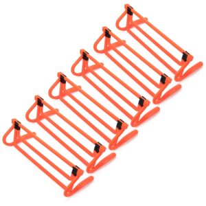 6-pack of agility hurdles with adjustable height extenders – neon orange set & carry bag – plyometric fitness & speed training equipment – hurdle/obstacles for soccer, football, track & field & more