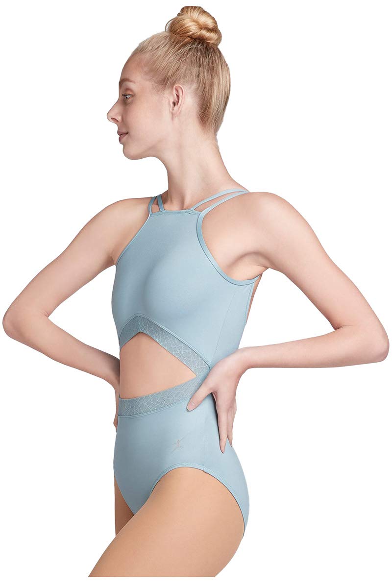 Danskin Women's High Neck Leotard, Aqua dust, Large