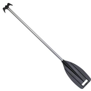 Pactrade Marine Boat Kayak Raft Paddle & Hook 4 ft Anodized Aluminum Shaft Black Plastic Blade