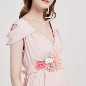 FANFAN Pregnant Wedding Belt Bridal Applique Sash Belt Maternity Satin Belt Y01 (Blush)