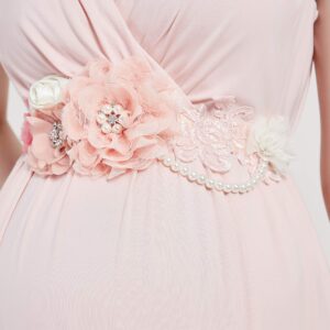 FANFAN Pregnant Wedding Belt Bridal Applique Sash Belt Maternity Satin Belt Y01 (Blush)