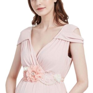 FANFAN Pregnant Wedding Belt Bridal Applique Sash Belt Maternity Satin Belt Y01 (Blush)