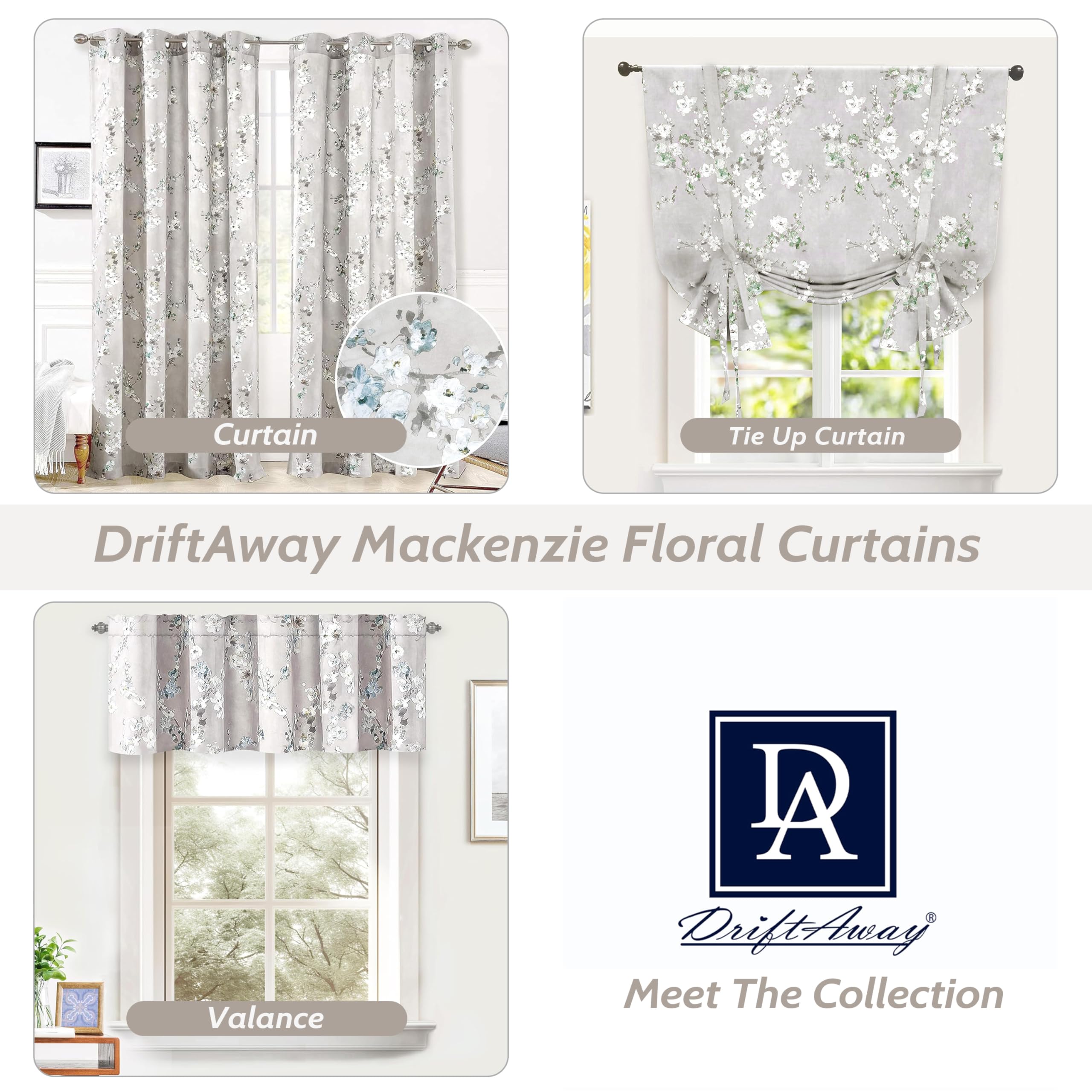 DriftAway Floral Curtains for Living Room 52 Inch x 84 Inch Room Darkening Grommet Thermal Window Treatment for Bedroom Farmhouse 2 Panels