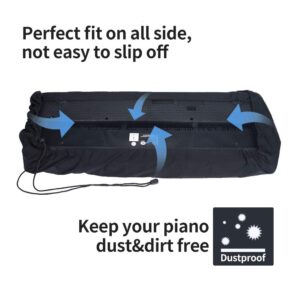 88 Keyboard Electronic Piano Keyboard Dust Cover, Waterproof Dust Proof 88 Keyboard Digital Piano Bags Cases Covers, Made of Polyester & Spandex with Built-In Bag Elastic Cord Locking Clasp