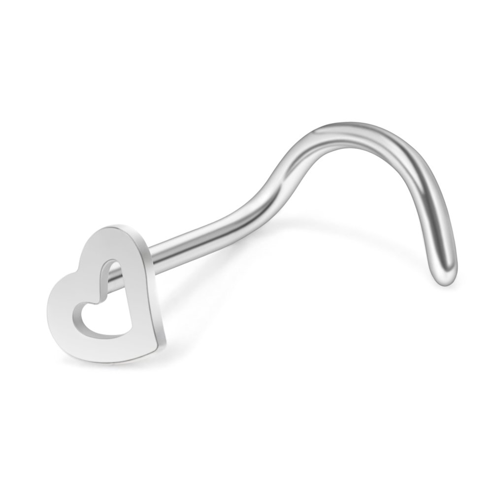 Ruifan 18G Mix Color Surgical Steel Heart Nose Stud Rings Screw Bend Piercing Jewelry 6PCS