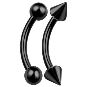 bodyjewellery 2pcs 16g 8mm curve barbell black titanium conch cartilage bar stud eyebrow tragus earrings lip helix rook ring b2qci