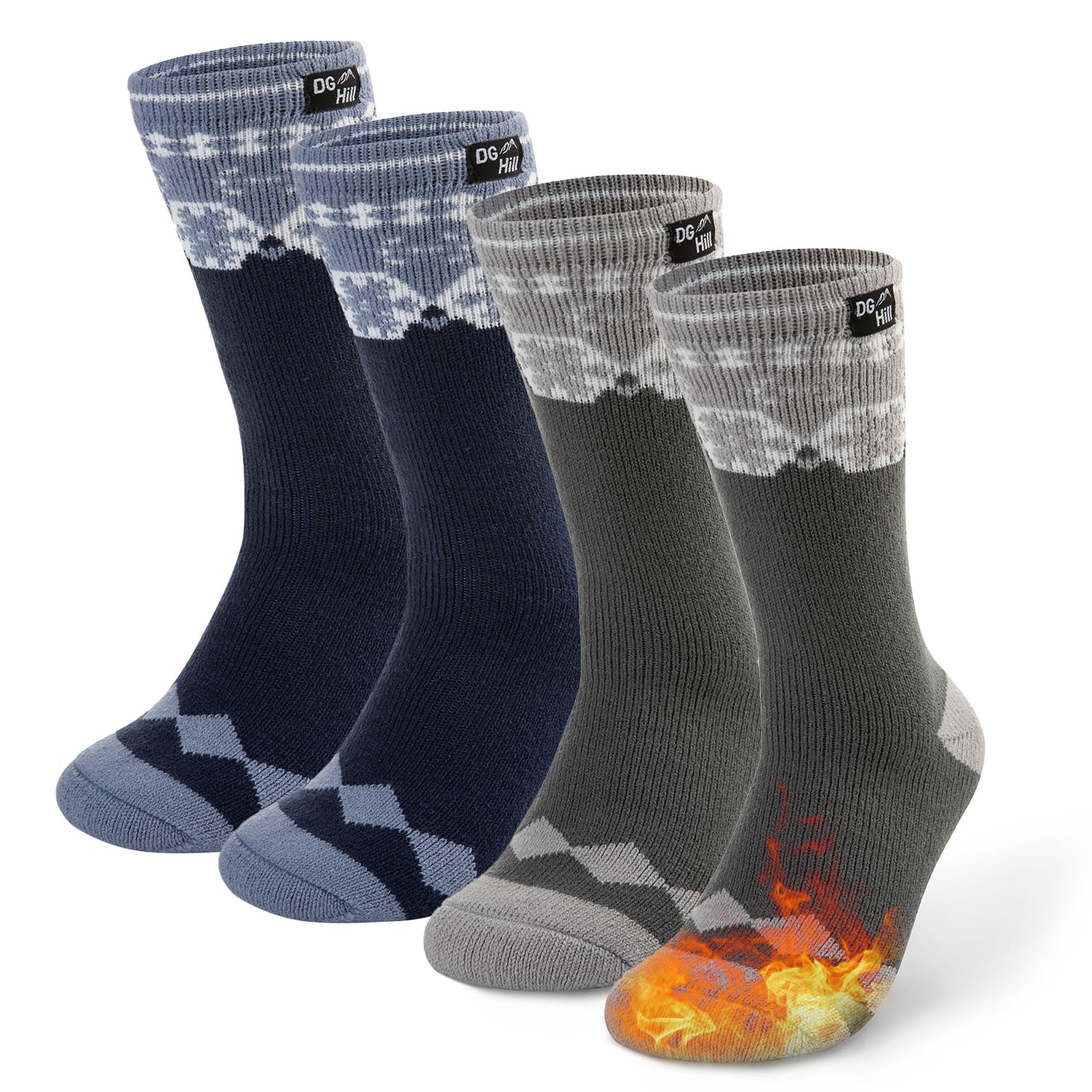 DG Hill Winter Thermal Socks - Warm Socks for Men Women Cold Weather Insulated Sock - Heated Socks Thick Snow Sock