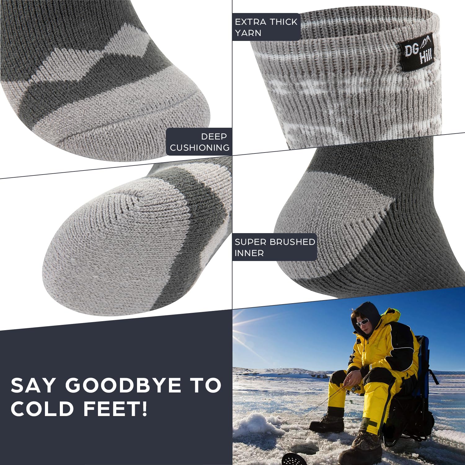 DG Hill Winter Thermal Socks - Warm Socks for Men Women Cold Weather Insulated Sock - Heated Socks Thick Snow Sock