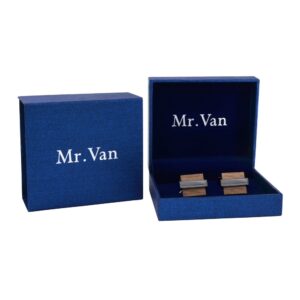 Mr.Van Natural Wood Cufflinks Men's Handcrafted Square Wood Cuff links Set Classic Wedding Business Gift for men