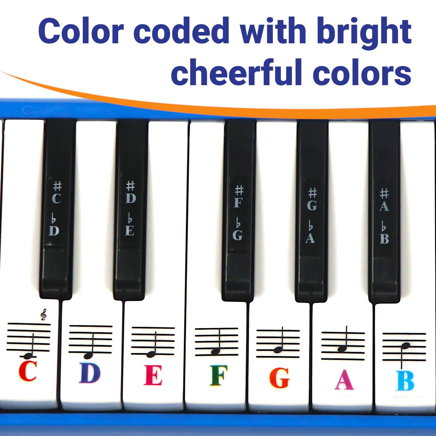 Piano Stickers for 32/37 Key Melodica-Transparent and Removable-Made in USA