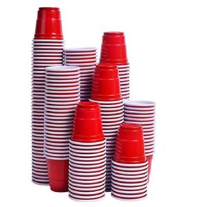 tashibox disposable mini red shot glasses - 2.5 ounce - 200 count - mini party cups, jager bomb, jello shots, sample cups.