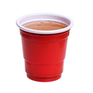 TashiBox Disposable Mini Red Shot Glasses - 2.5 Ounce - 200 Count - Mini Party Cups, Jager Bomb, Jello Shots, Sample Cups.