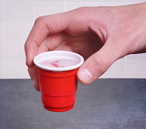 TashiBox Disposable Mini Red Shot Glasses - 2.5 Ounce - 200 Count - Mini Party Cups, Jager Bomb, Jello Shots, Sample Cups.