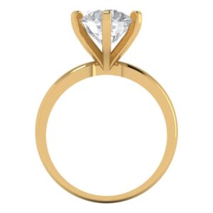 Yellow 14k Solid Gold Solitaire anniversary Engagement Promise Bridal Ring - 3 Ct Round Cut Clear Simulated Diamond Sz 7