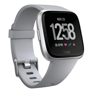 fitbit versa smart watch, gray/silver aluminium, one size (s & l bands included)