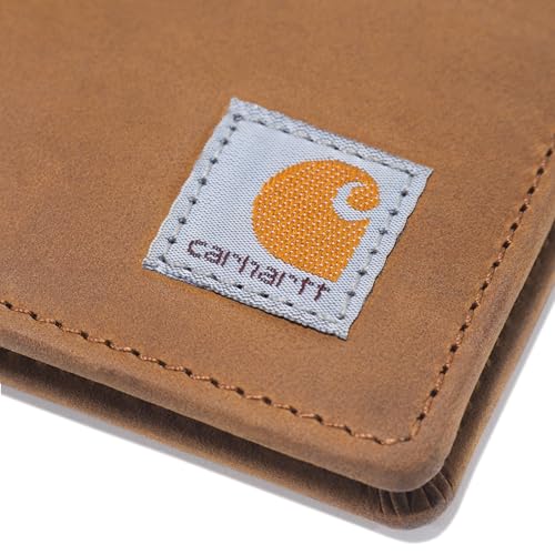 Carhartt Men's Casual Saddle Leather Wallets, Available in Multiple Styles and Colors, Brown (Bifold), One Size