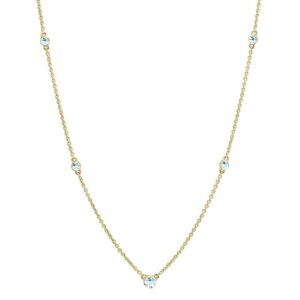 dazzlingrock collection round aquamarine 5 stone station style necklace for women in 10k yellow gold